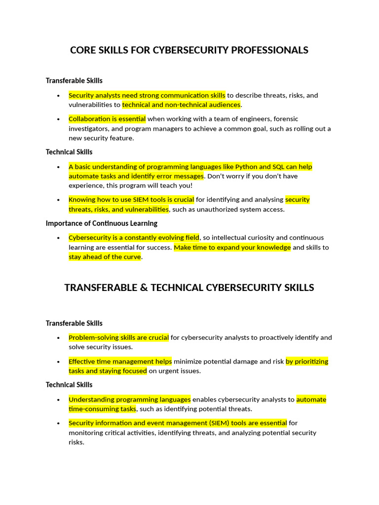 2 - Core Skills and Importance | PDF | Computer Security | Security
