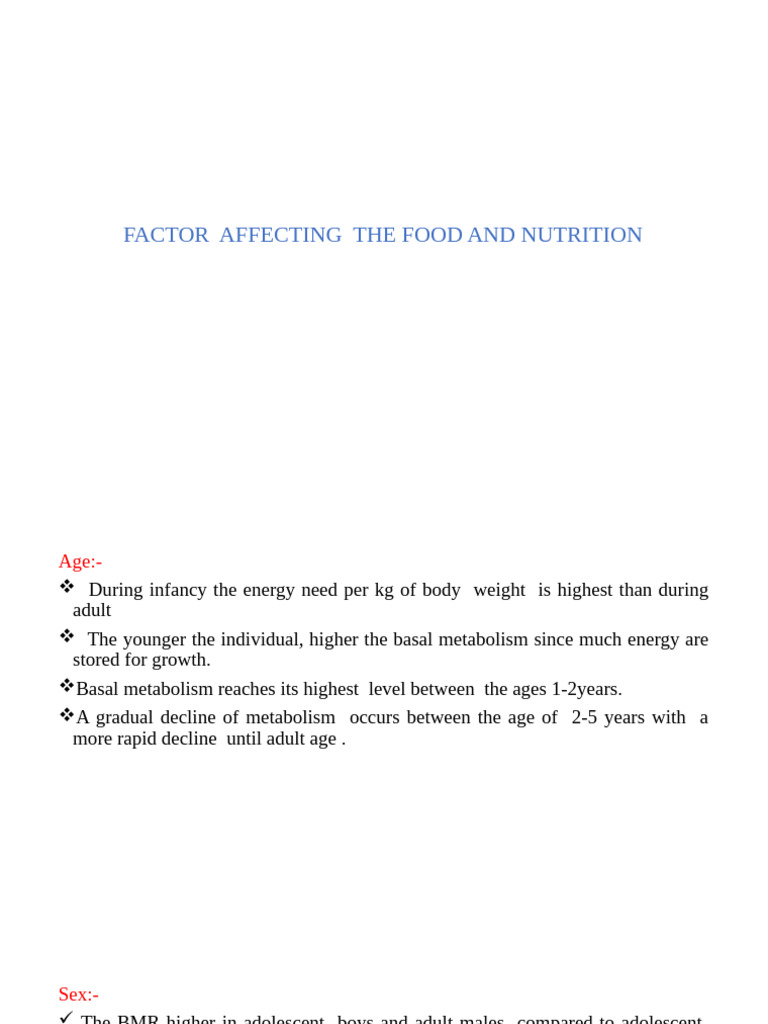 Factor Affecting The Nutrition | PDF