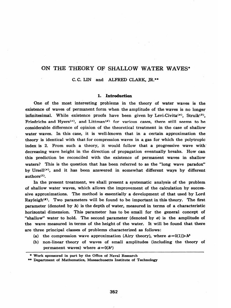 1959-On The Theory of Shallow Water Waves | PDF | Waves | Equations