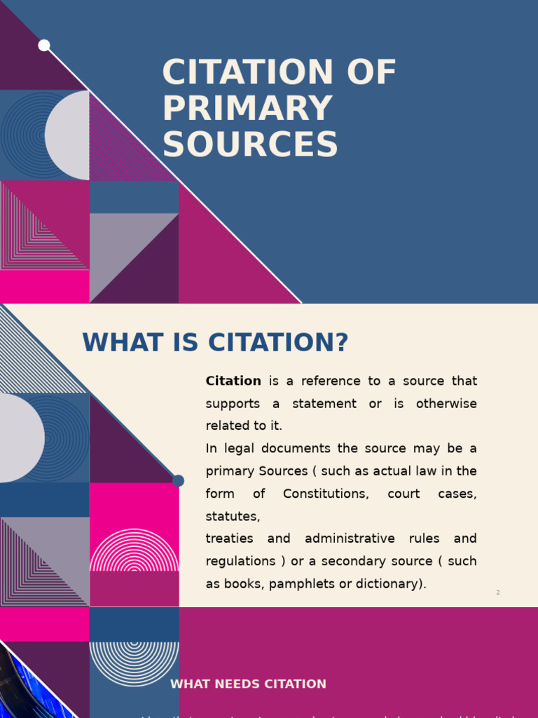 Citation of Primary Sources 2 | PDF | Citation | Public Law