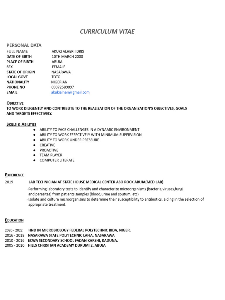 Curriculum Vitae: Personal Data | PDF