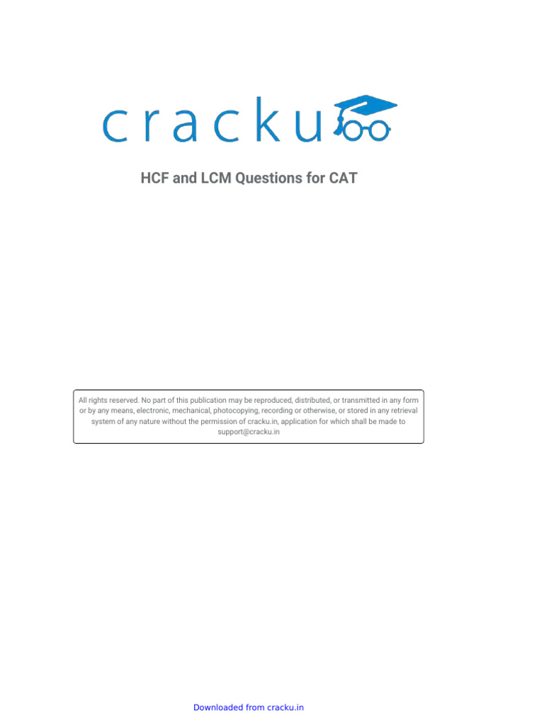 HCF and LCM Questions For CAT | PDF | Mean | Numbers