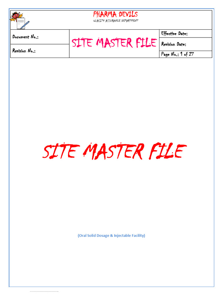 Site Master File Overview for Pharma | PDF | Verification And ...