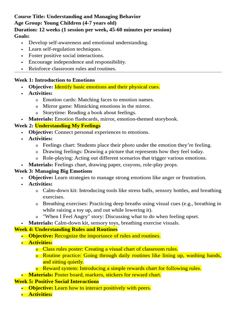 Behavior Class Lesson | PDF | Emotions | Reinforcement