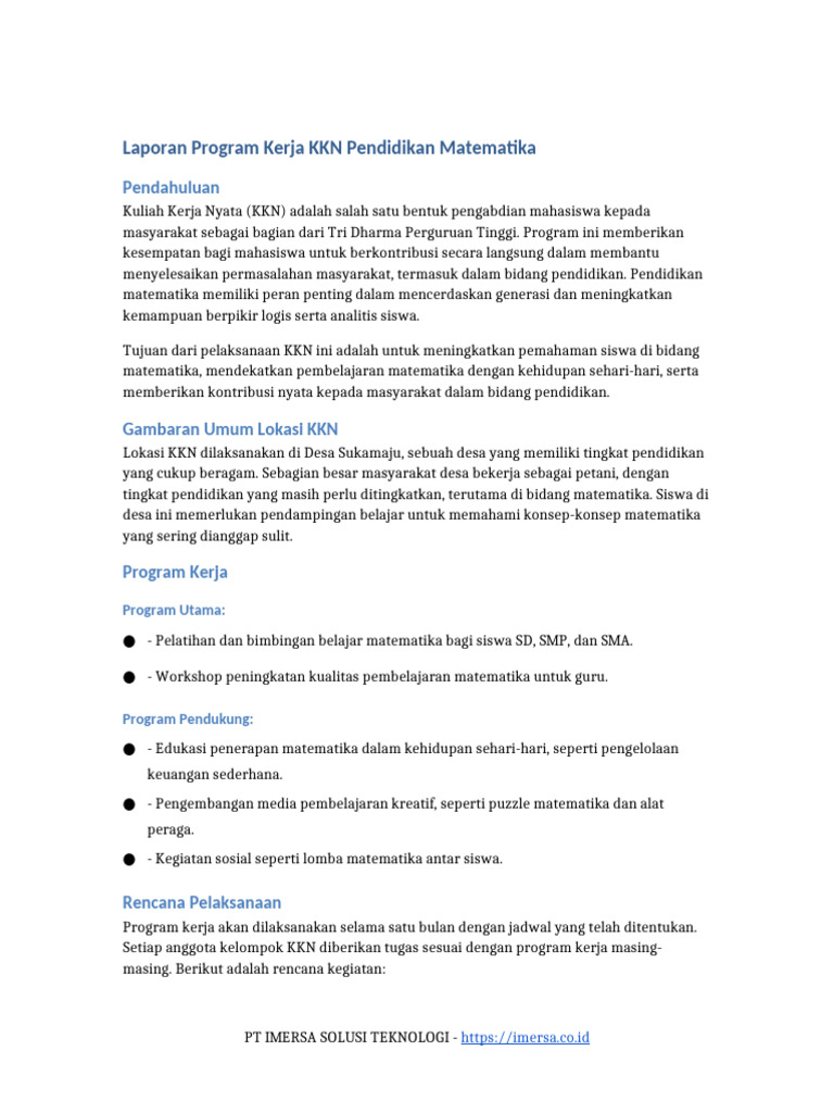 Proker KKN Pendidikan Matematika | PDF