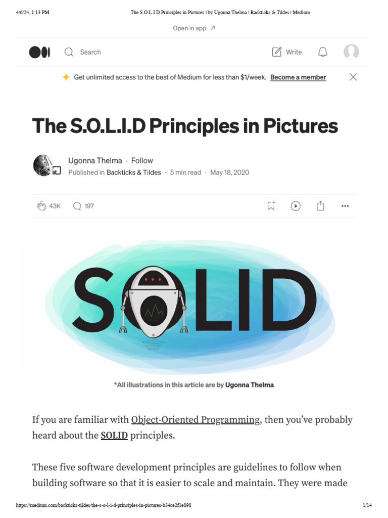 The S.O.L.I.D Principles in Pictures - by Ugonna Thelma - Backticks & Tildes - Medium | PDF ...