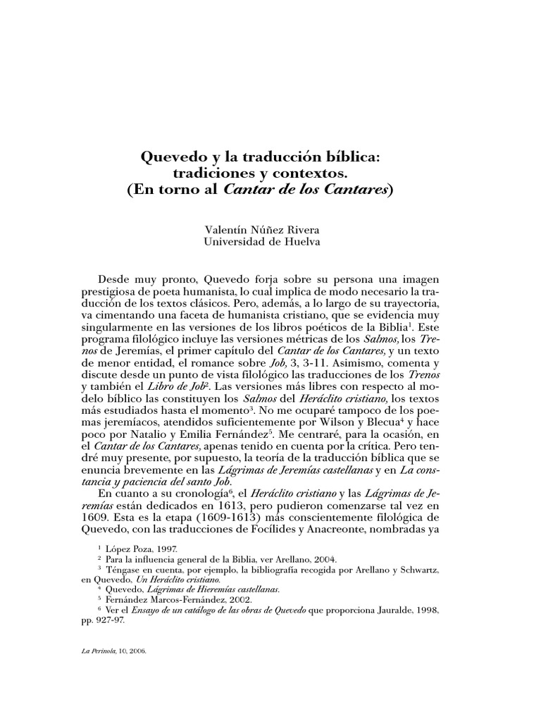 Quevedo y la Traducción Bíblica | PDF | Traducciones | Salmos