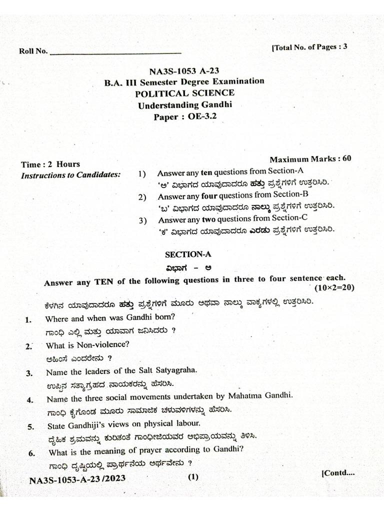 Understanding Gandhi Bcom 3rd Sem Elective | PDF