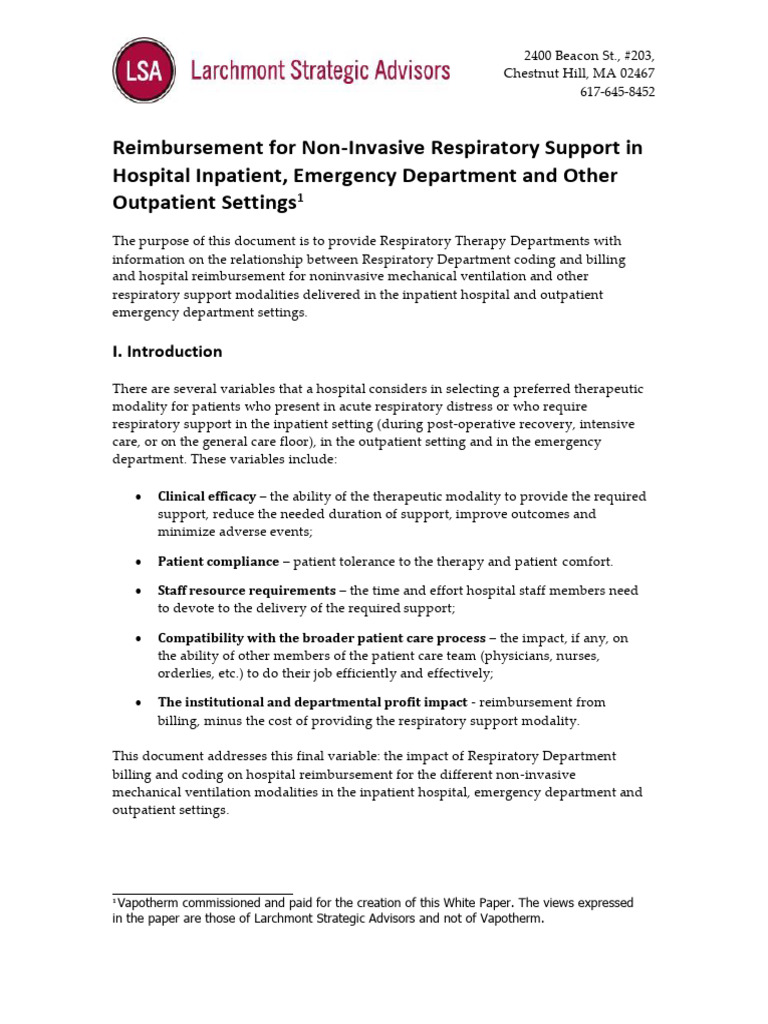 Reimbursement for Non-Invasive Respiratory Support Larchmont Strategic ...