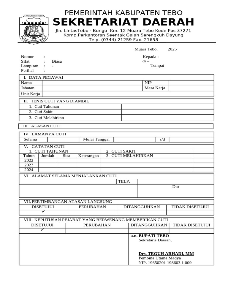 Form Cuti Tahun PPK (P3K) 2025 | PDF