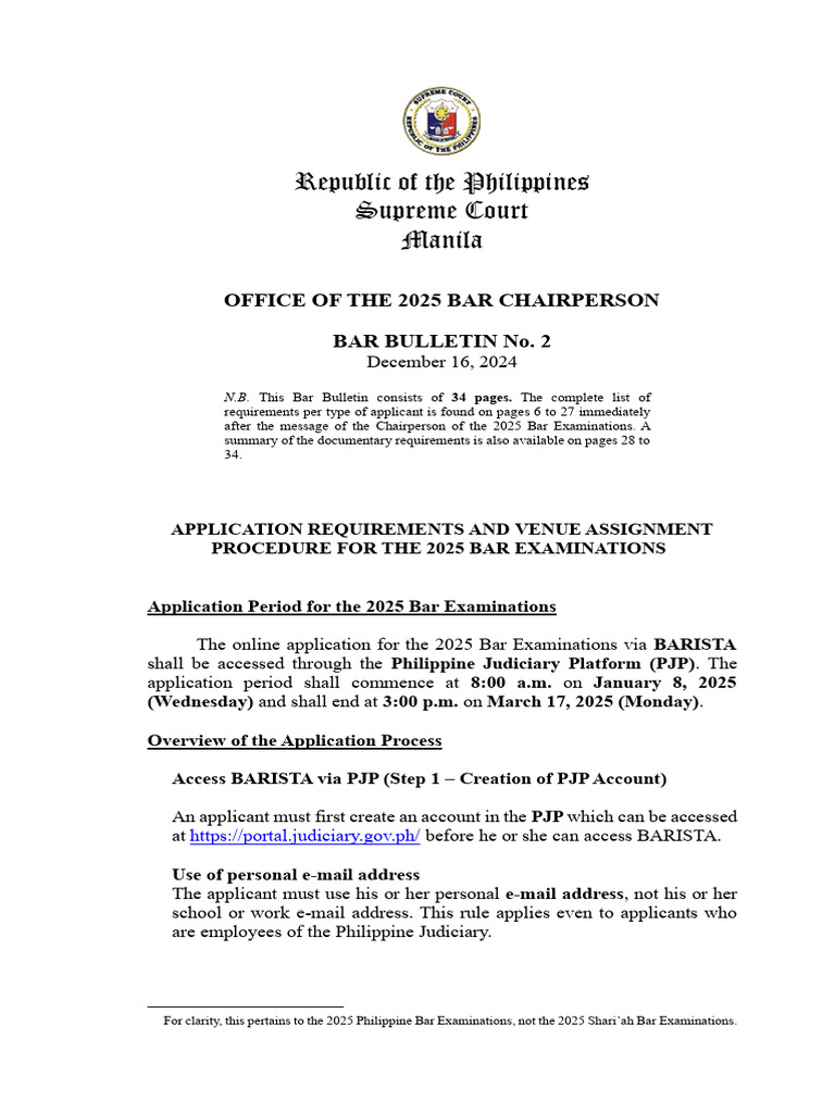2025 Philippine Bar Exam Application Guide | PDF | Identity Document ...