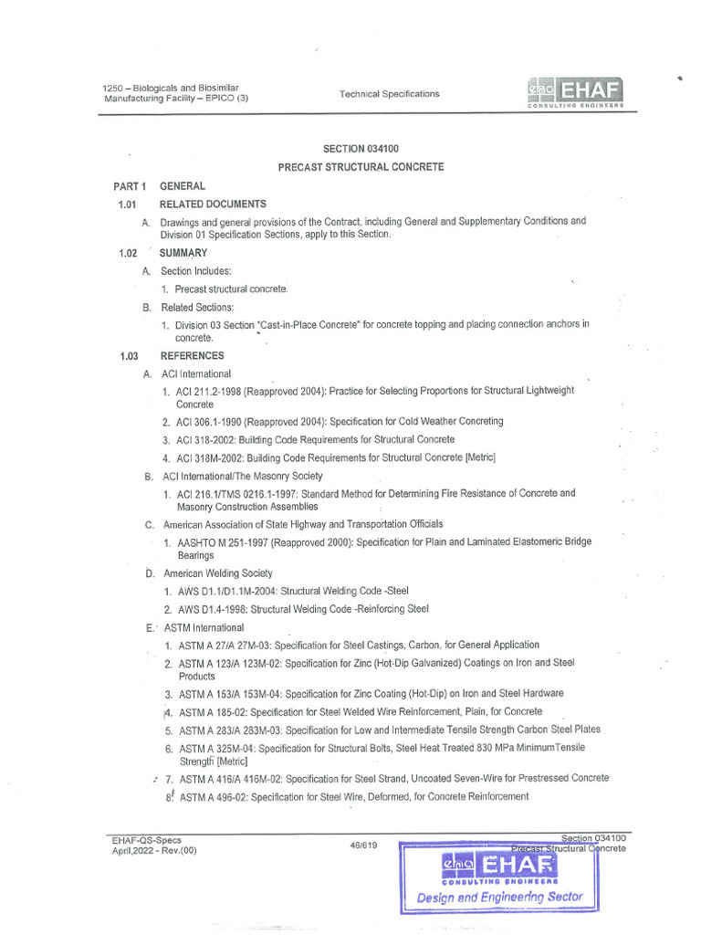 Precast Specs EHAF | PDF