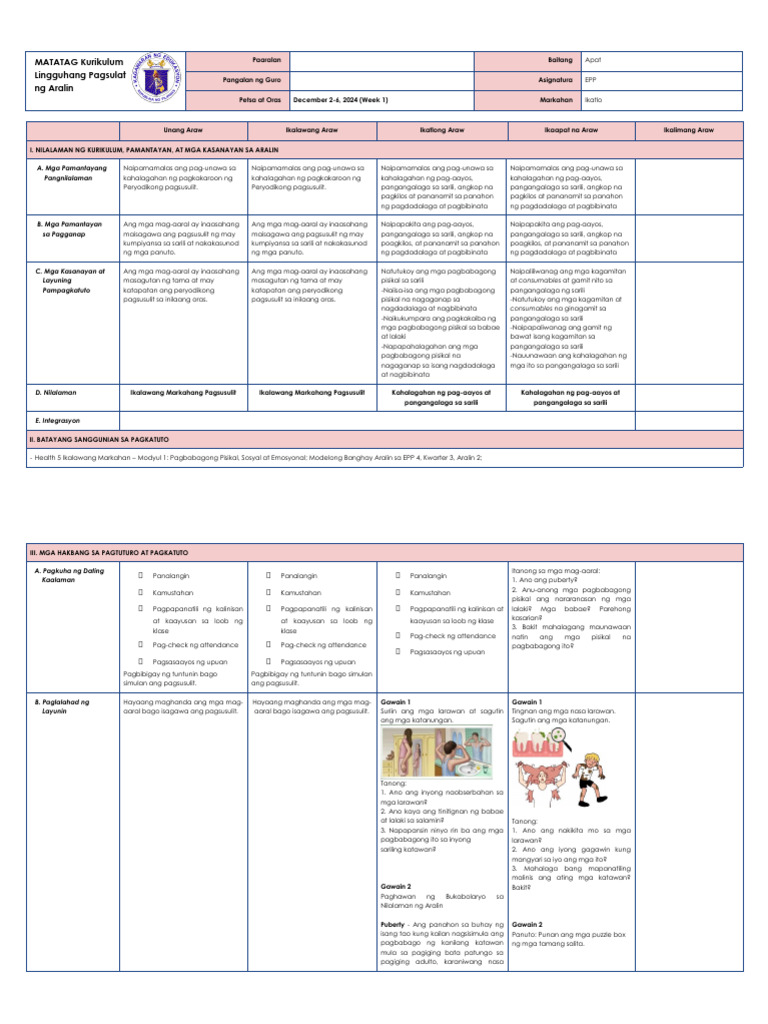 q3 w1 Epp4 Matatag | PDF
