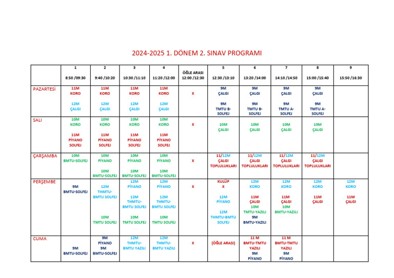 Sinav Programi-Son Hali̇ | PDF