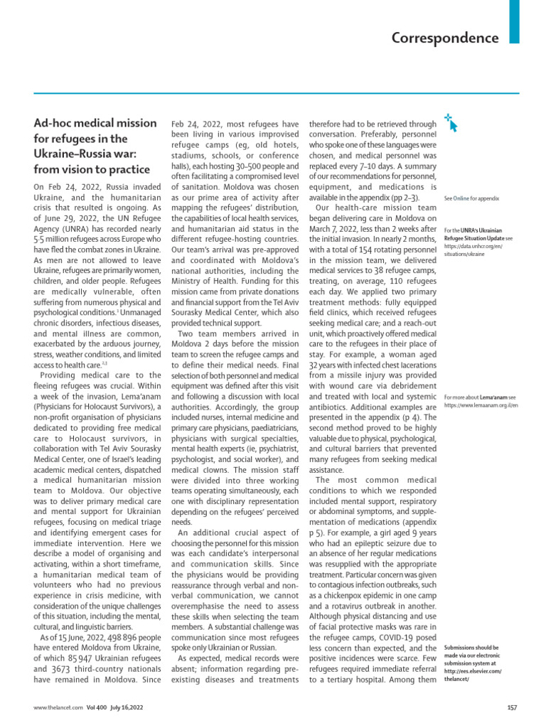 Ad Hoc Medical Mission For Refugees in The Ukraine | PDF | Refugee ...