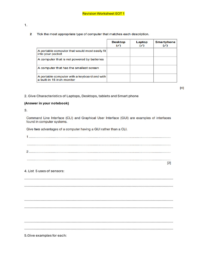 Revision Worksheet Theory | PDF