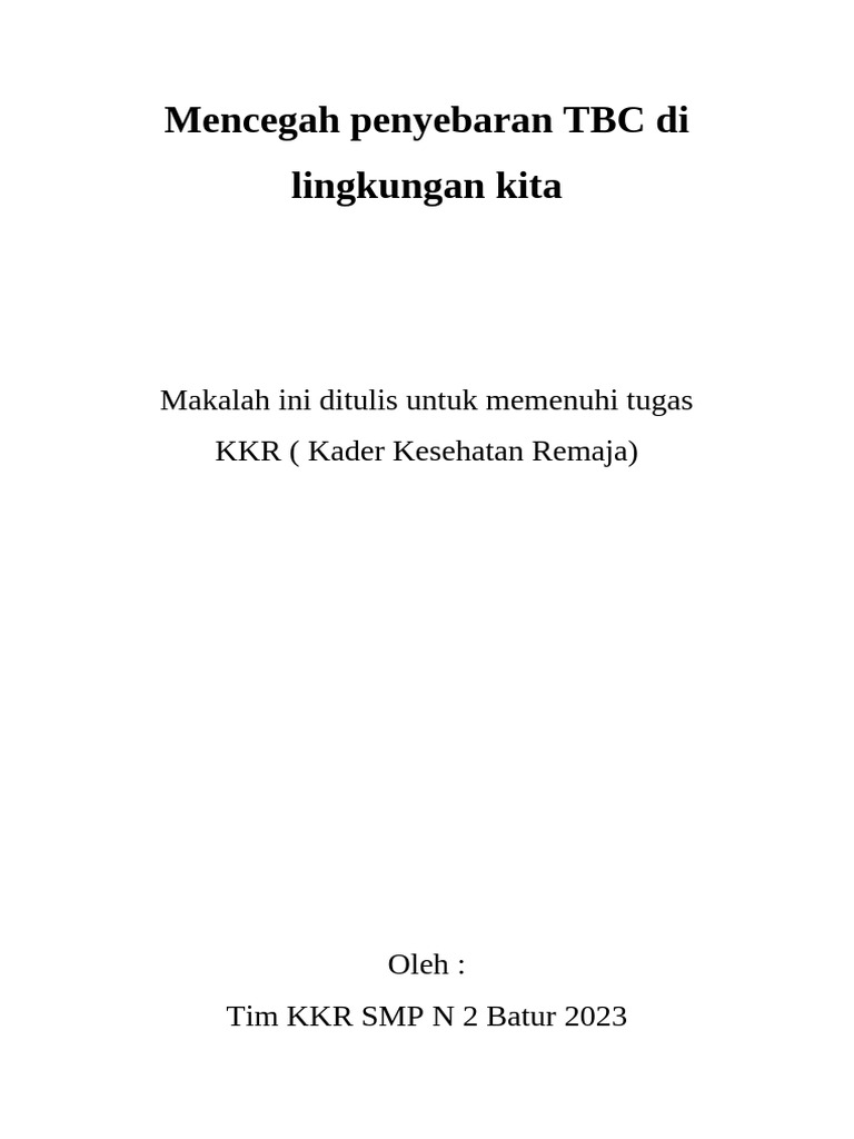 Mencegah Penyebaran TBC di Masyarakat | PDF