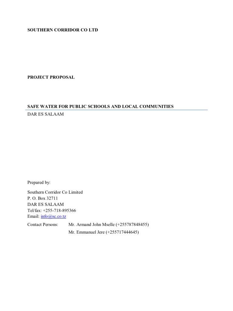 Safe Water for Public Schools and Local Communities - Dar es Salaam ...