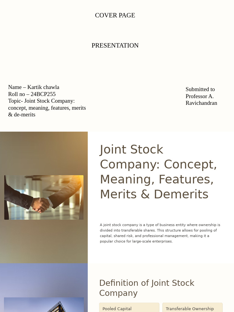 Joint Stock Company Concept Meaning Features Merits and Demerits | PDF ...