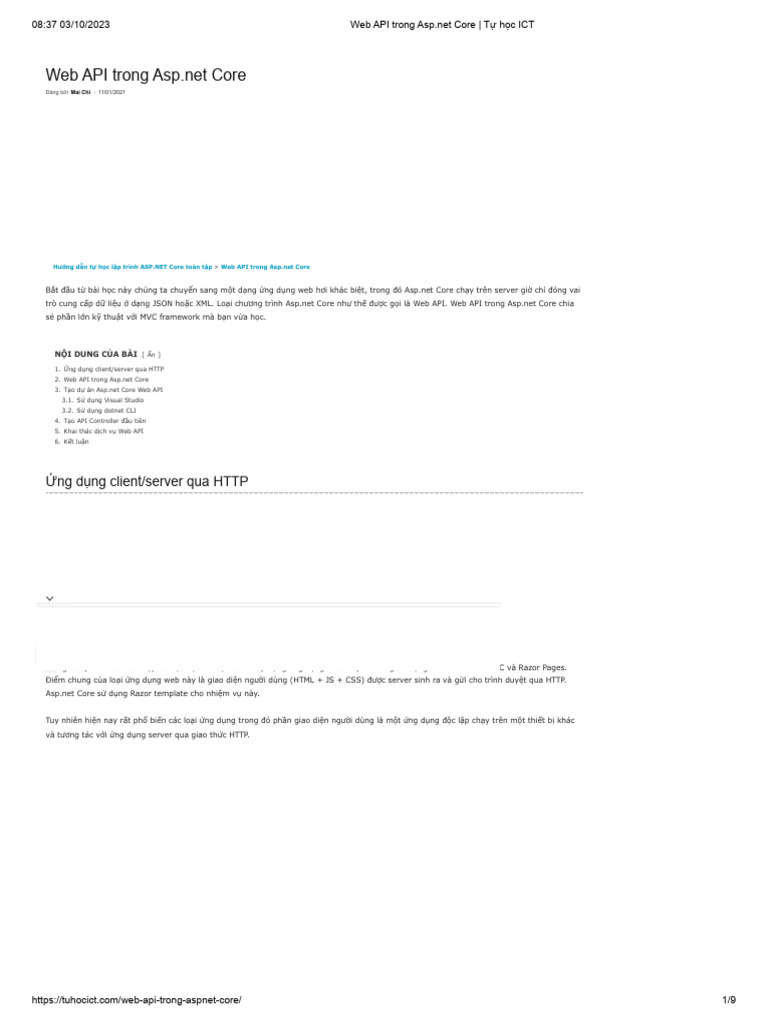 Web API trong Asp.net Core - Tự học ICT | PDF