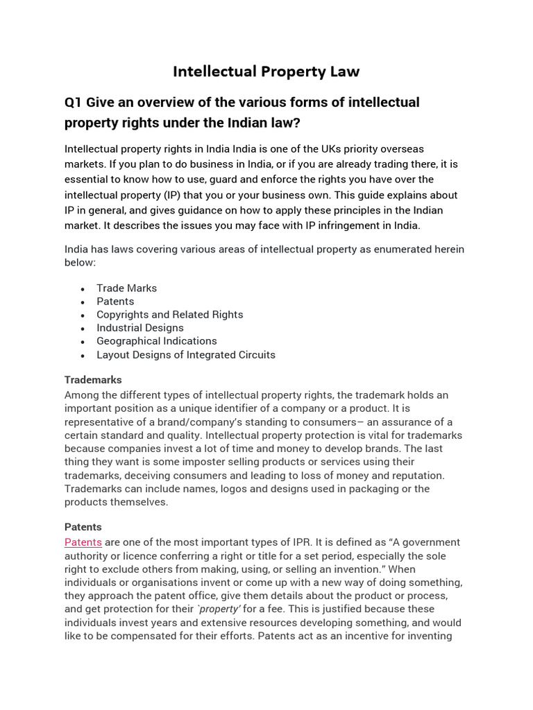 Intellectual Property Law | PDF | Copyright | Trips Agreement