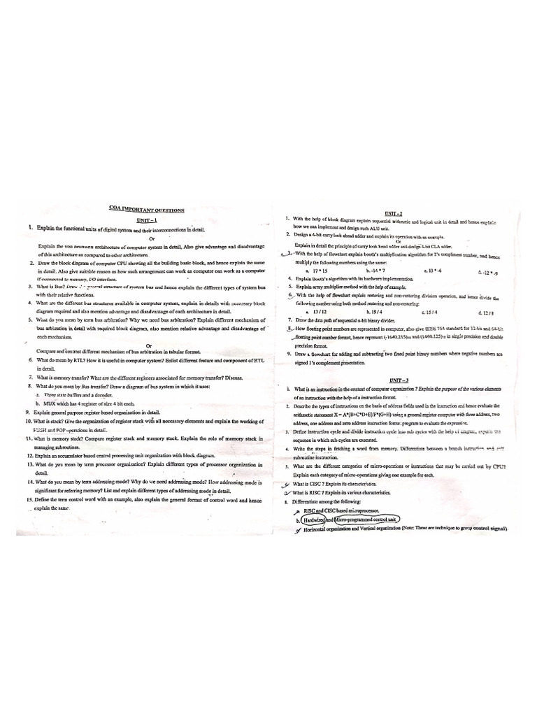 COA Important Question | PDF