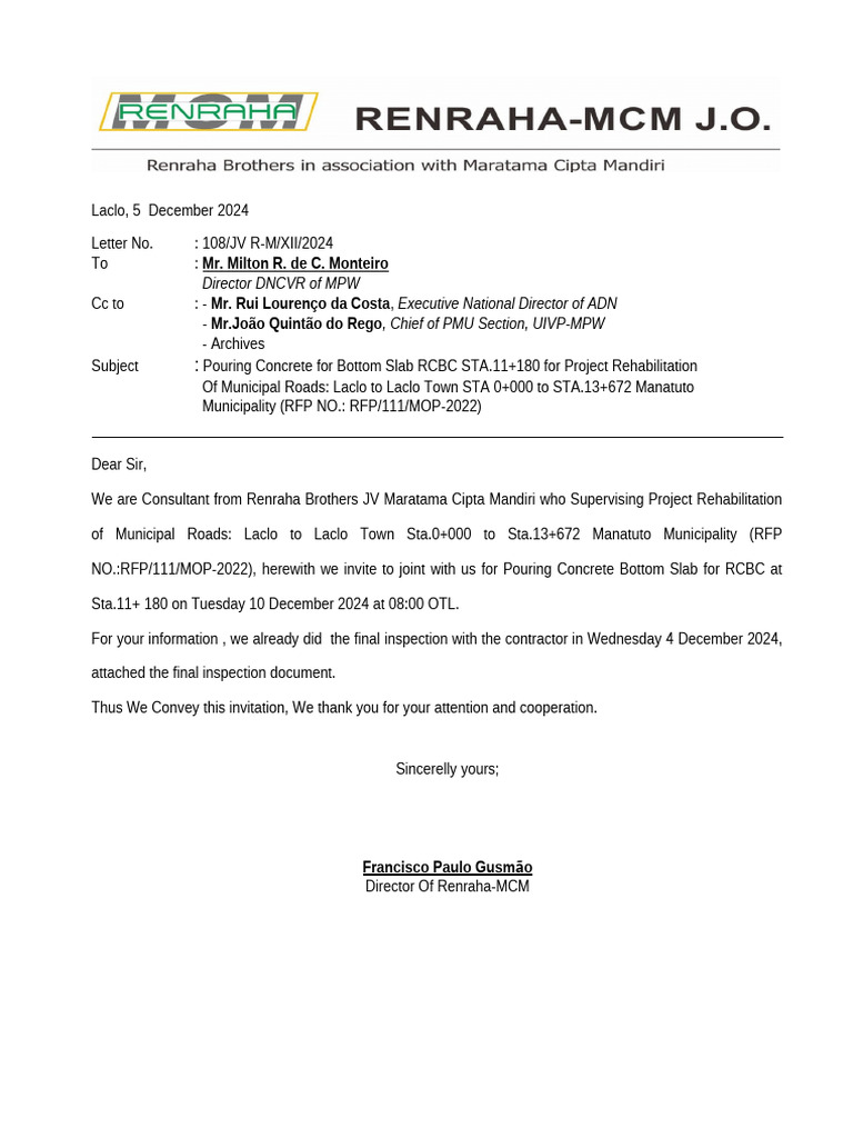 051224-Invite MPW and ADN For Pouring Concrete BOX 11+180 | PDF