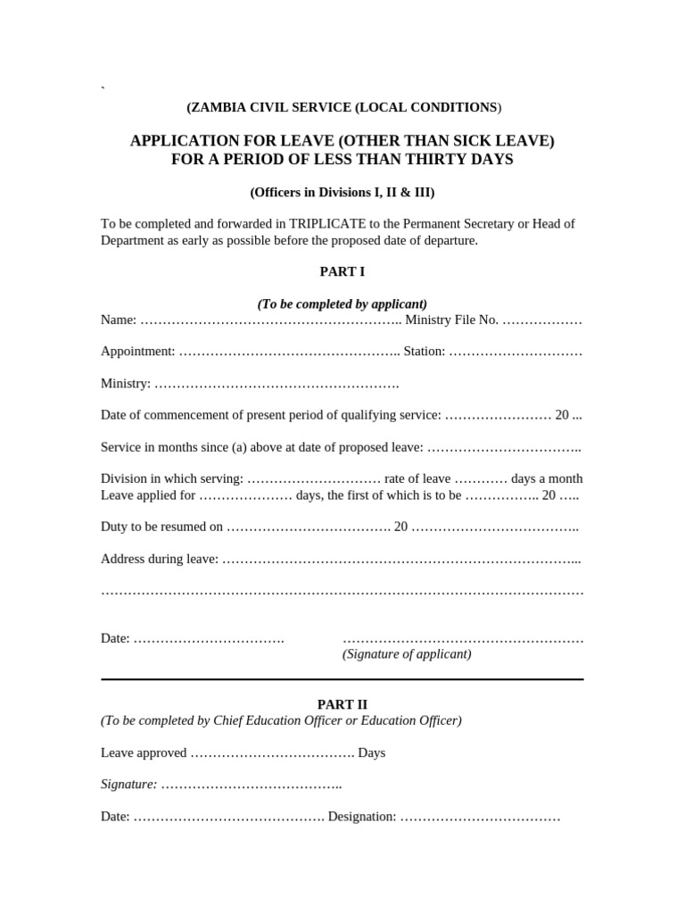 Local Leave Application Form | PDF