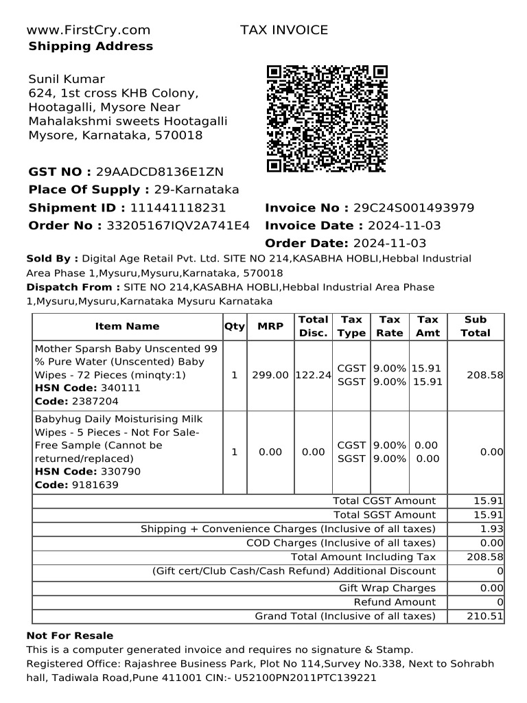 firstcry bills | PDF | Trade | Taxes