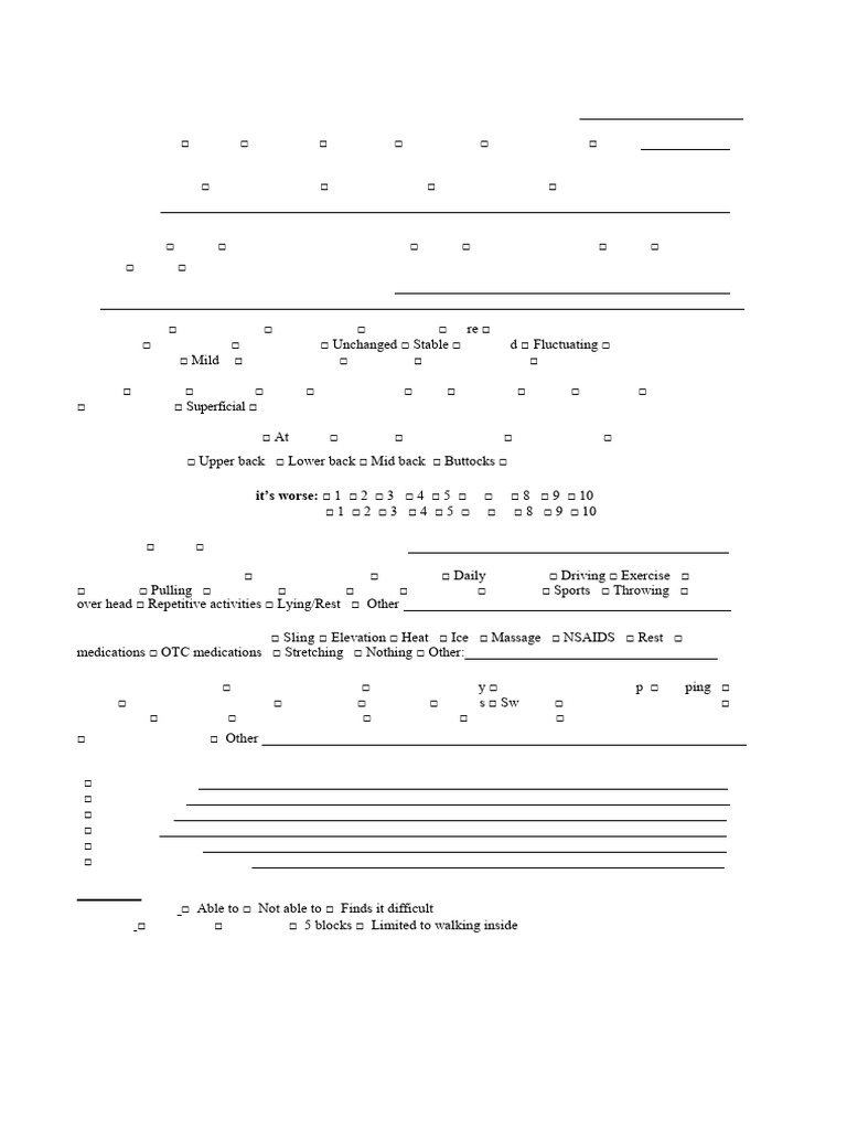 Lower Back Spine Evaluation Form | PDF | Insurance | Food And Drug ...