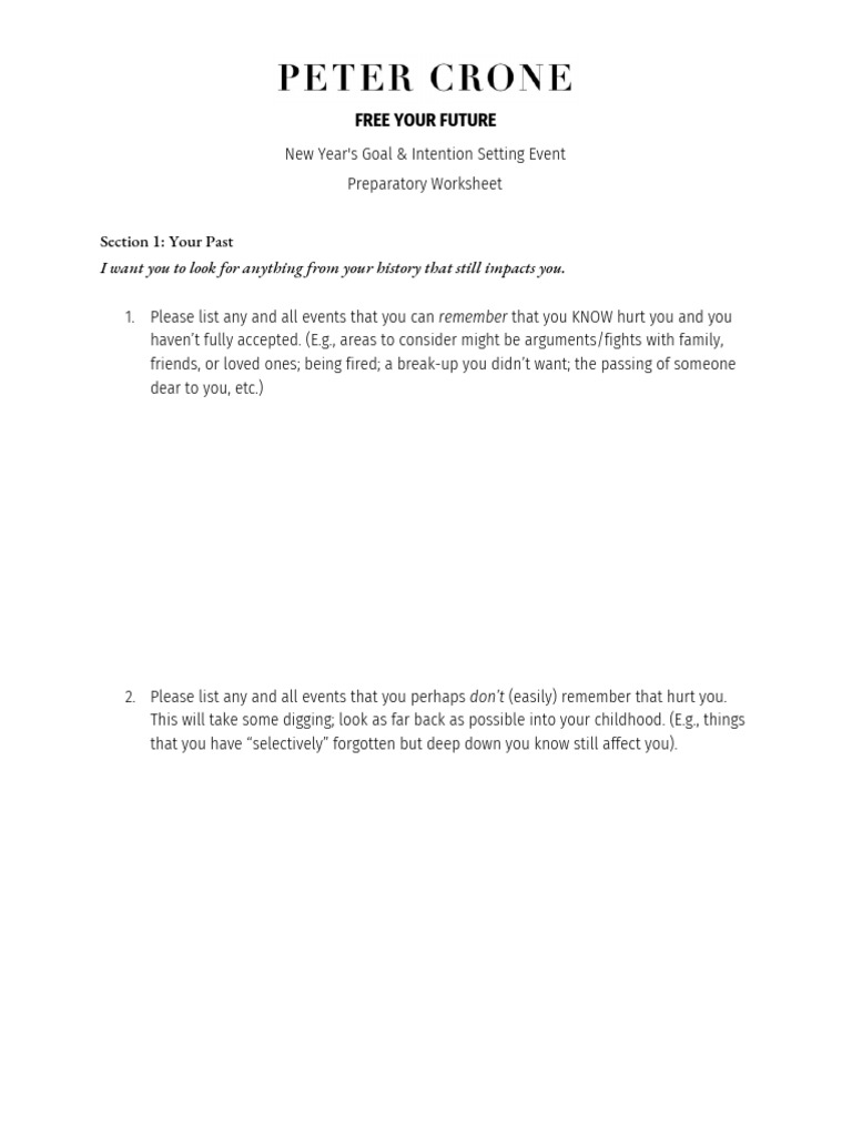 Free Your Future 1 2021 Worksheet | PDF