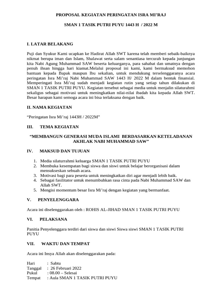 Proposal Isra' Mi'raj 2022 | PDF