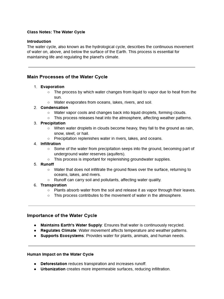 Understanding the Water Cycle Process | PDF