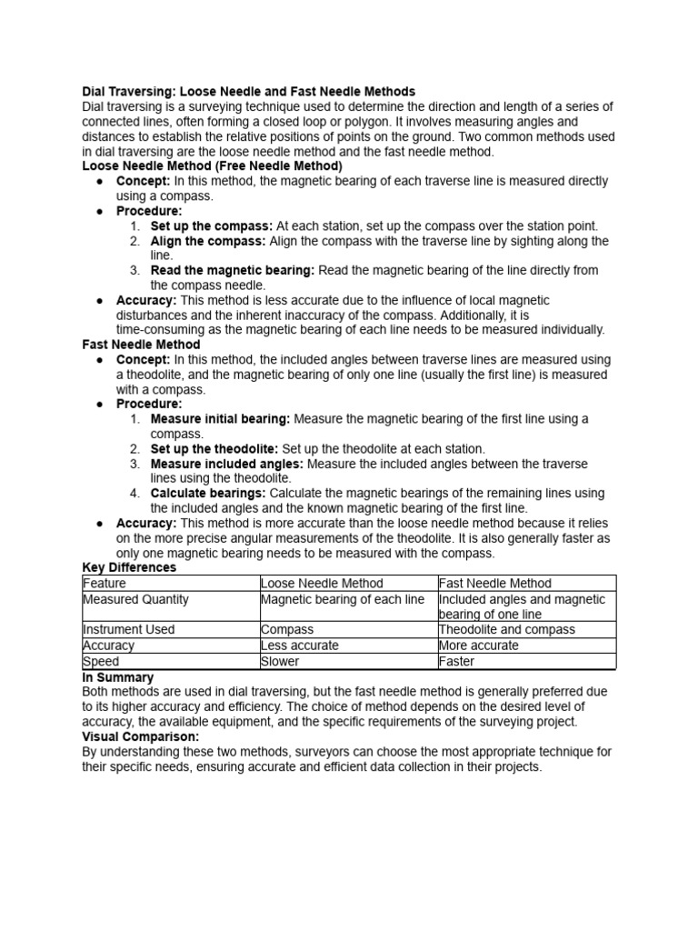 Explain The Loose Needle and Fast Needle Method In... | PDF | Compass ...