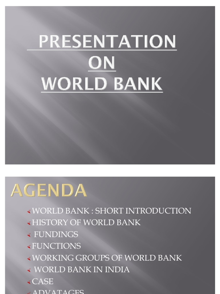 World Bank Ppt | International Development Association | World Bank