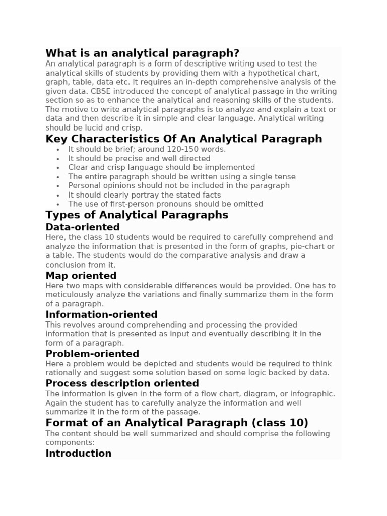 Analytical paragraph- model | PDF | Pie Chart | Cognitive Science