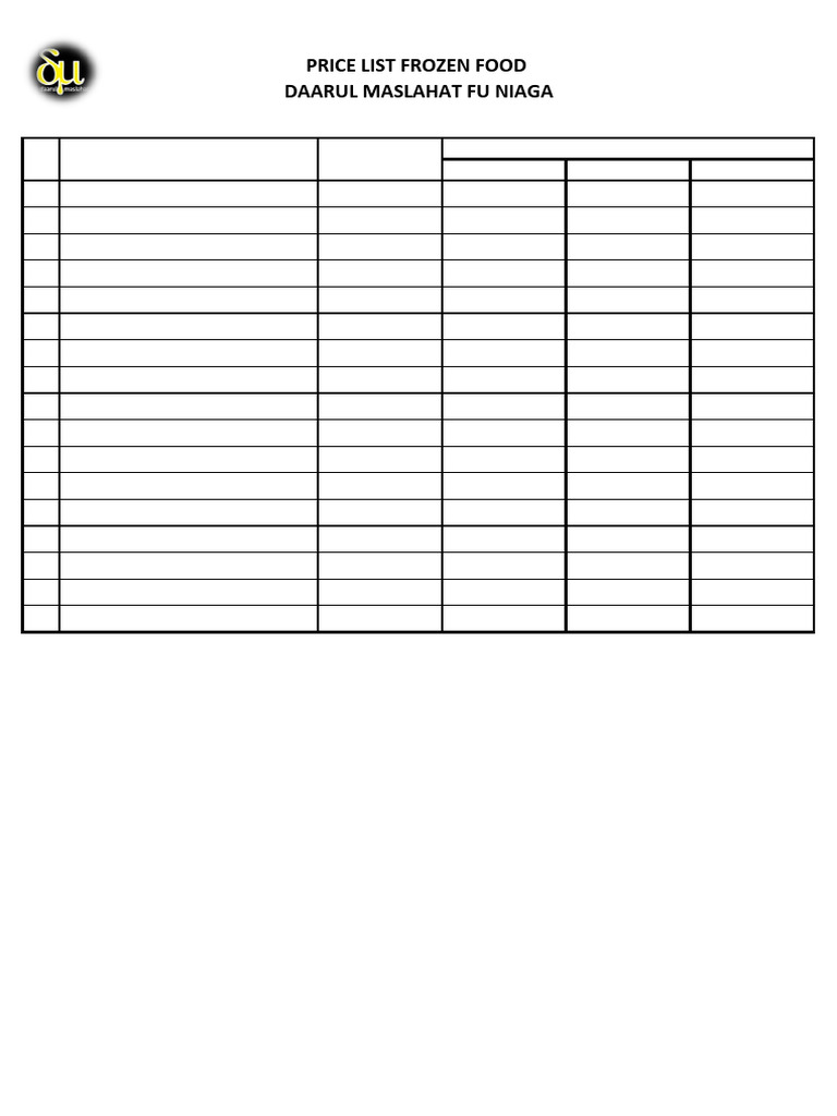Price List Frozen Food DM FUN | PDF