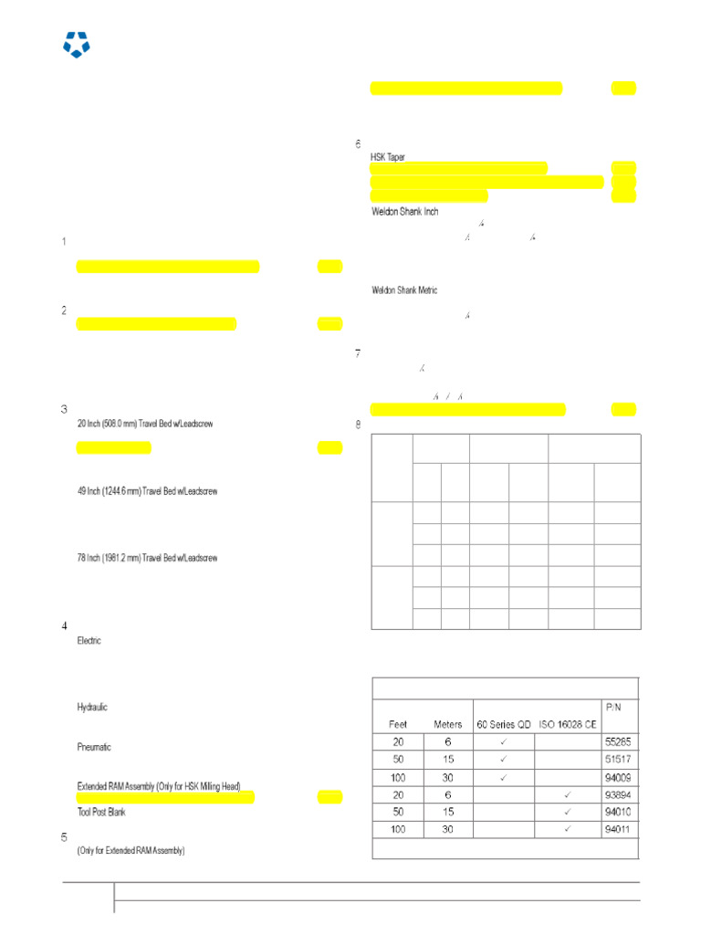 Climax PM4200 Milling Machine Tool Configuration | PDF | Industrial ...
