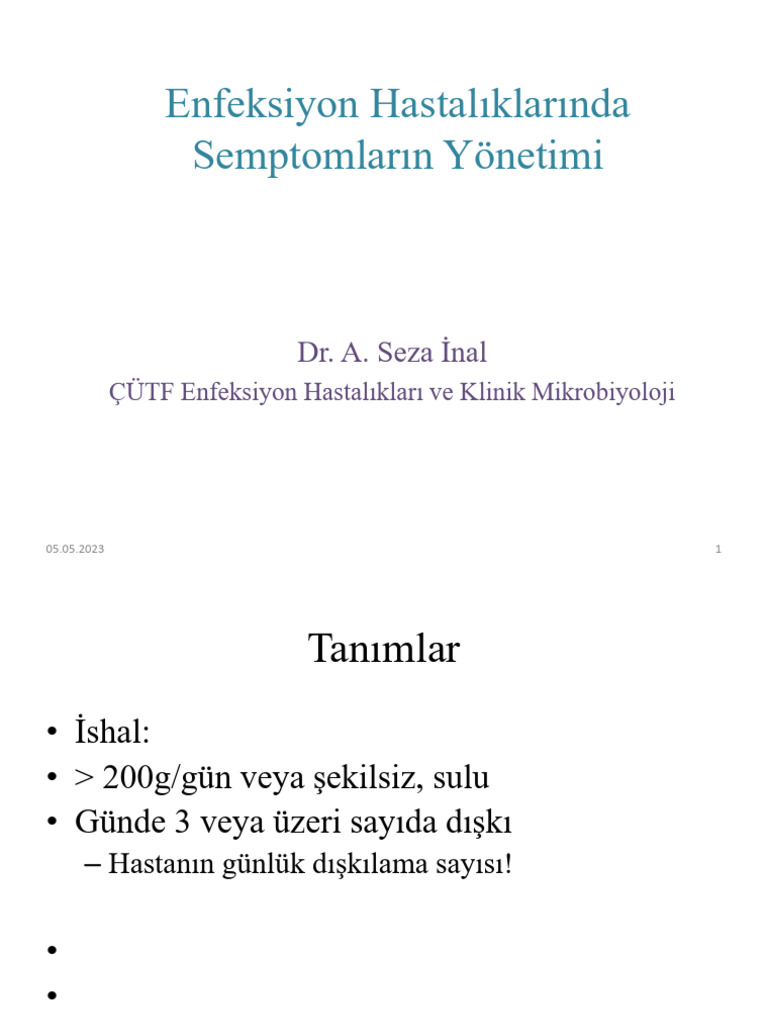 Enfeksiyon Hastaliklarinda Semptomlarin Yonetimi Gastroenteritler | PDF
