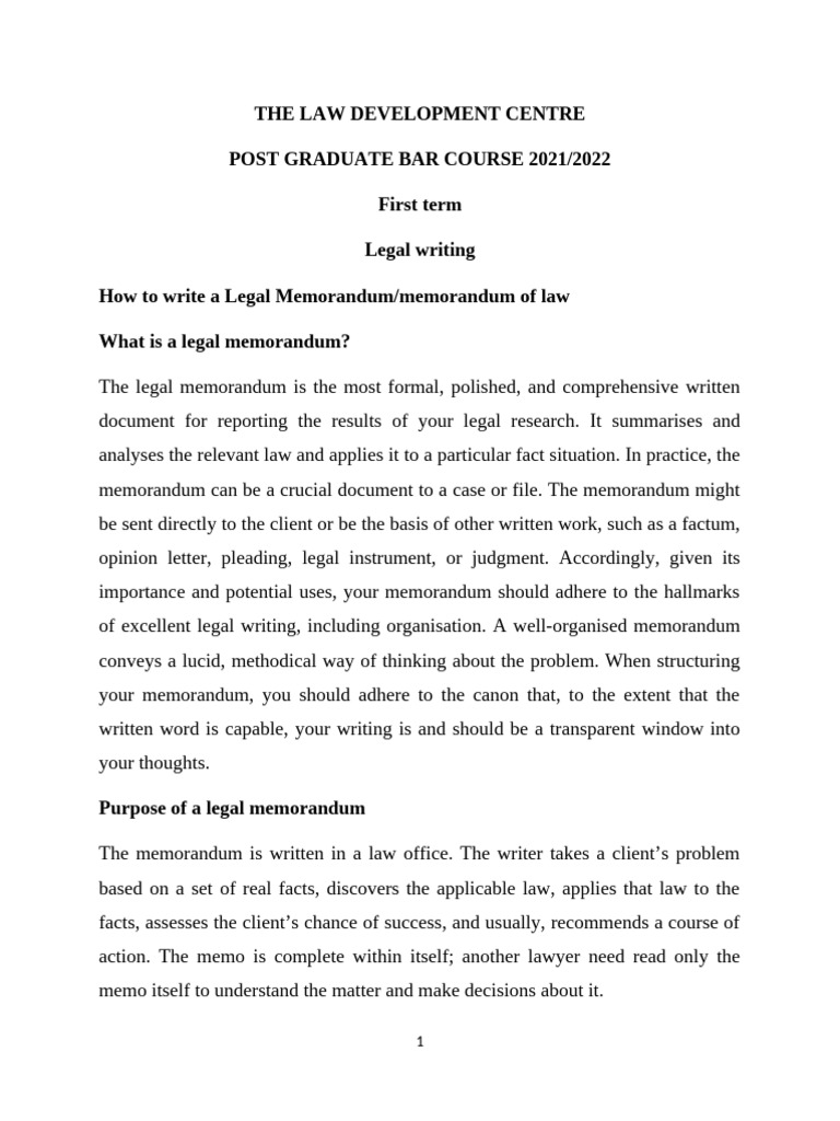 Writing a Legal Memorandum Guide | PDF | Memorandum | Citation
