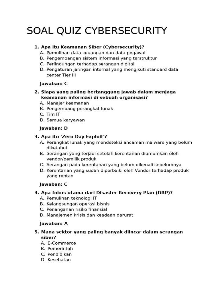 Soal Quiz Cybersecurity | PDF