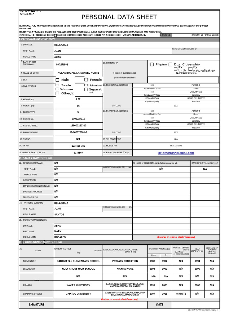 CS-Form-No.-212-Sample | PDF | Government | Justice