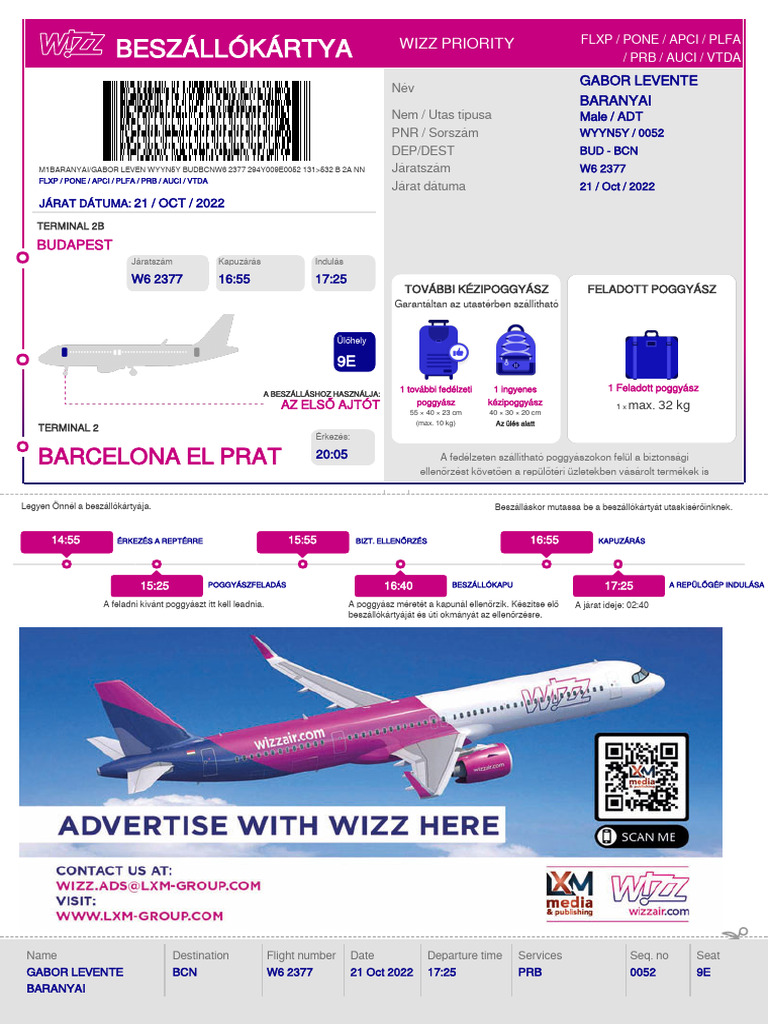 BoardingCard 276097063 BUD BCN | PDF