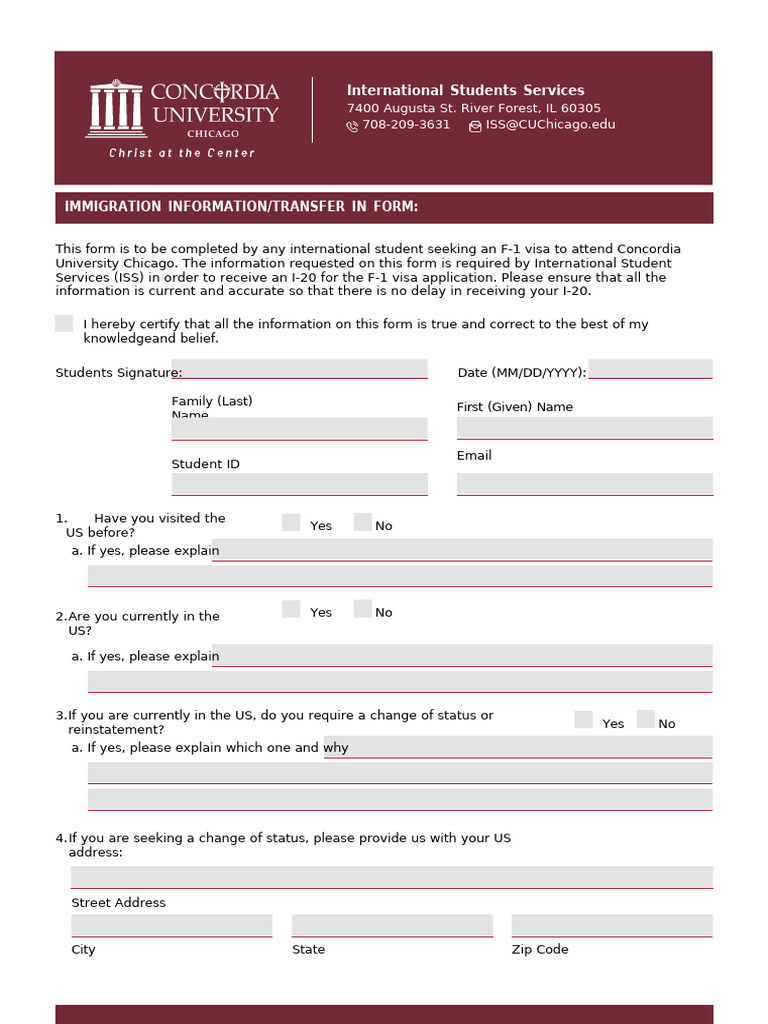Immigration Information Form | PDF