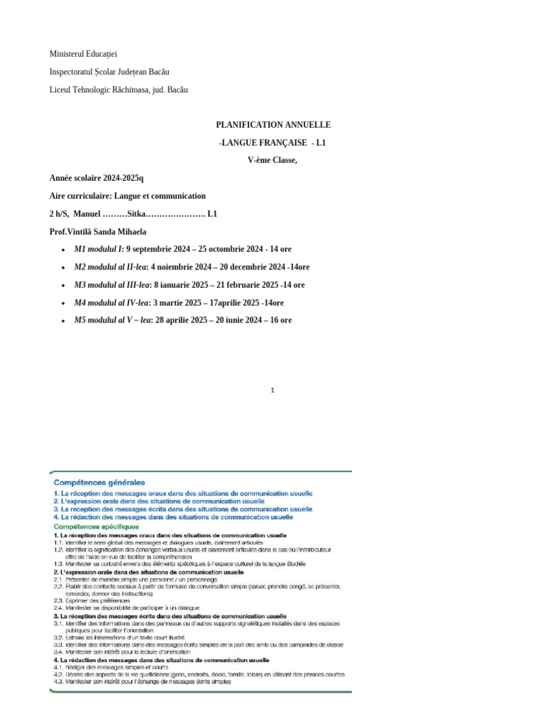 planificare clasa a V-a module 2024-2025 | PDF | Verbe | Nombre grammatical