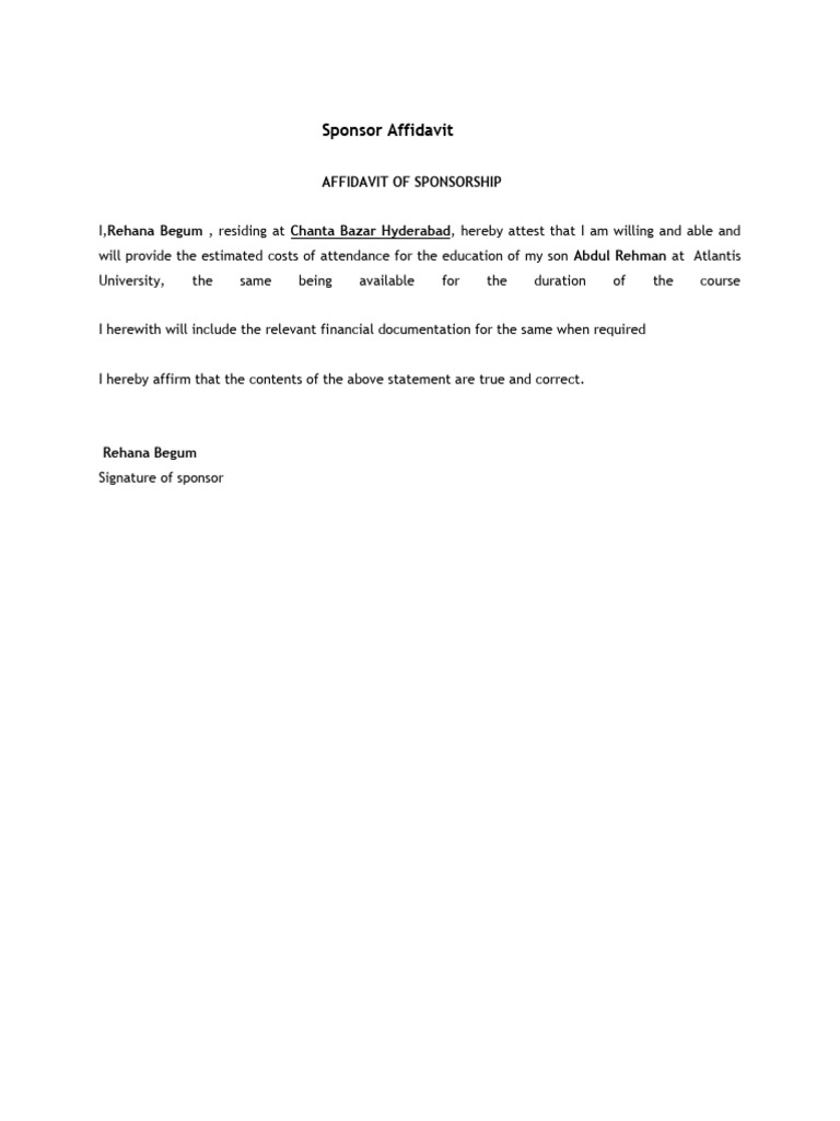 Sample Sponsor Letter - AU | PDF