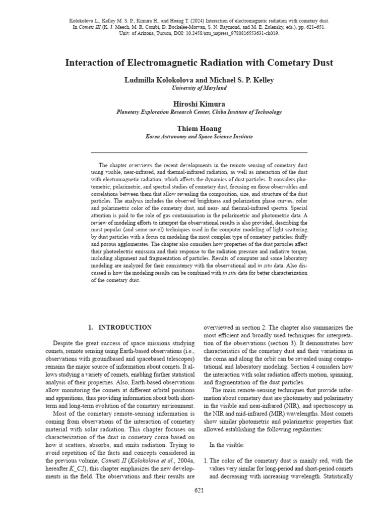 Electromagnetic Radiation | PDF | Cosmic Dust | Comet