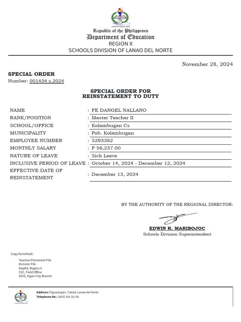 OLS - Print Reinstatement - NALLANO | PDF