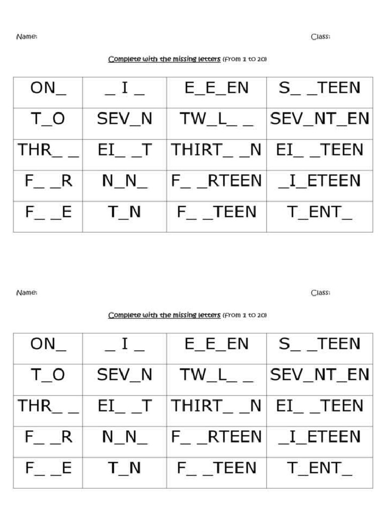 Spelling 1-20 | PDF