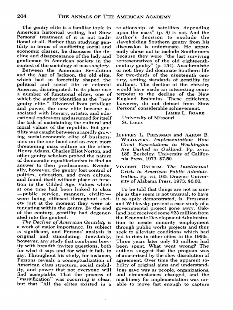 Mccaffery 1974 Jeffrey L Pressman and Aaron B Wildavsky Implementation ...